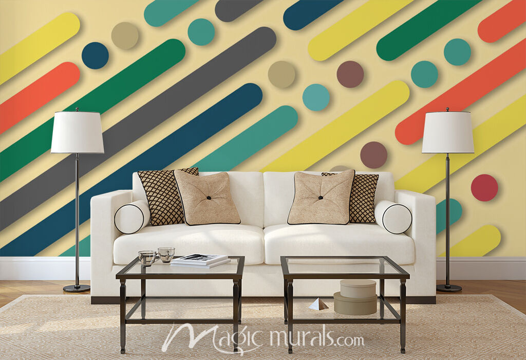 Retro Inspired Shapes Wallpaper Mural by Magic Murals