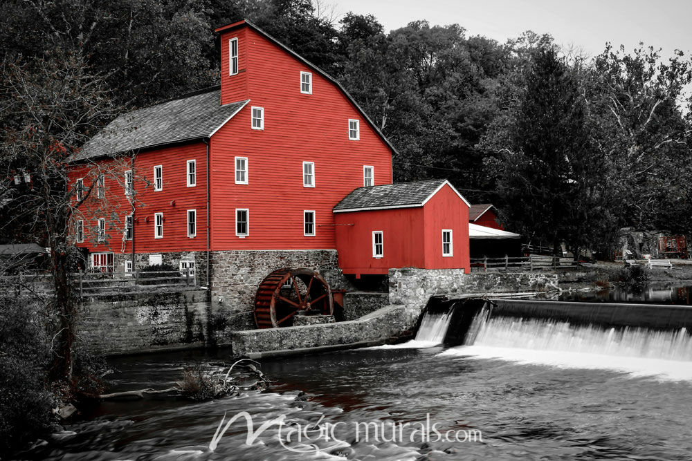The Red Mill Wallpaper Wall Mural by Magic Murals