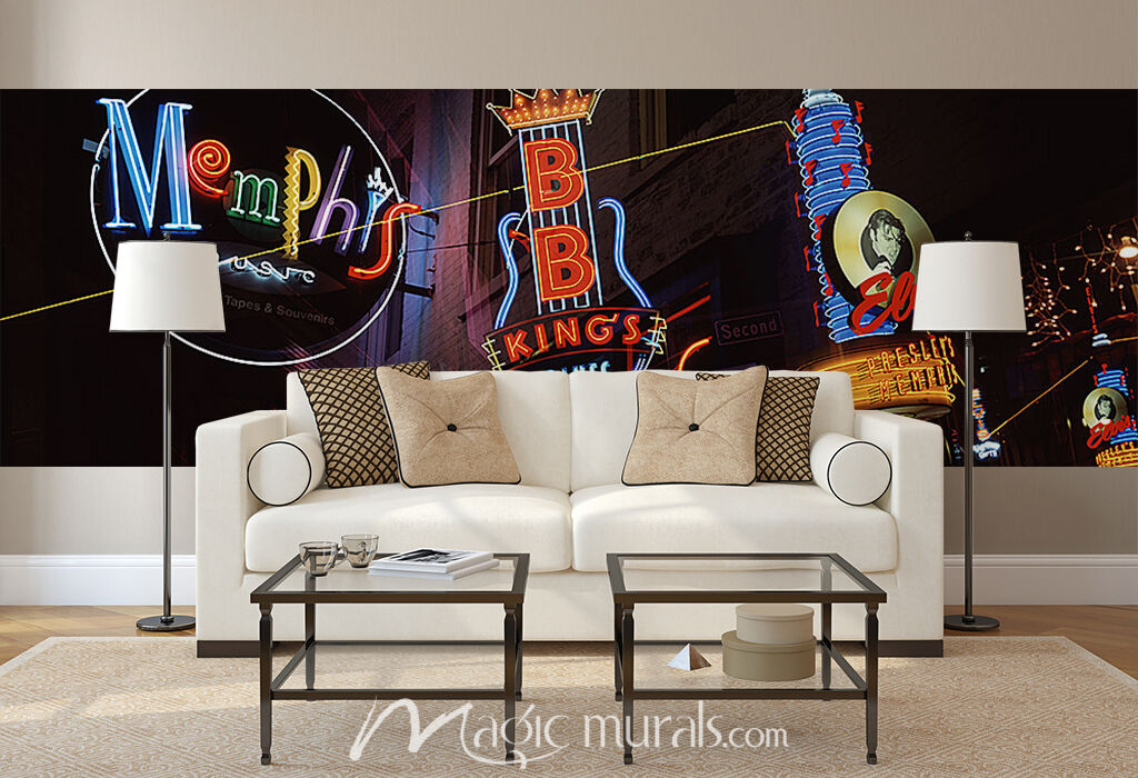 Memphis Neon Signs Wallpaper Wall Mural by Magic Murals