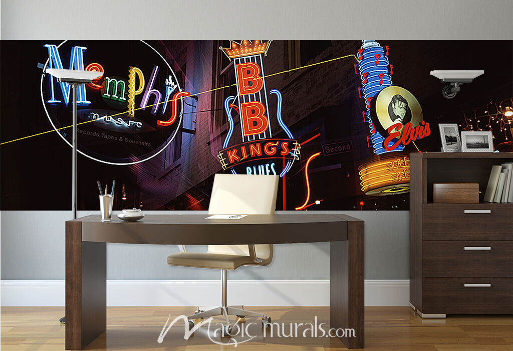 Memphis Neon Signs Wallpaper Wall Mural by Magic Murals