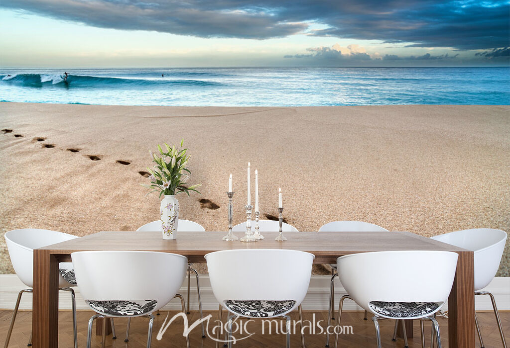 Beach Break Footprints Wallpaper Mural by Magic Murals