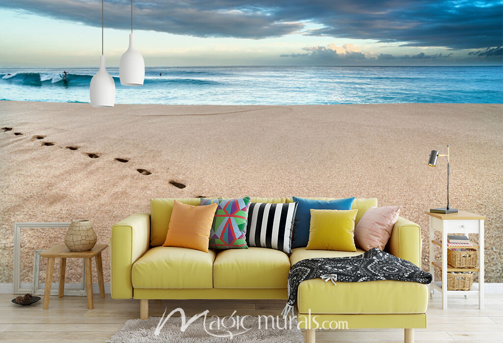 Beach Break Footprints Wallpaper Mural by Magic Murals
