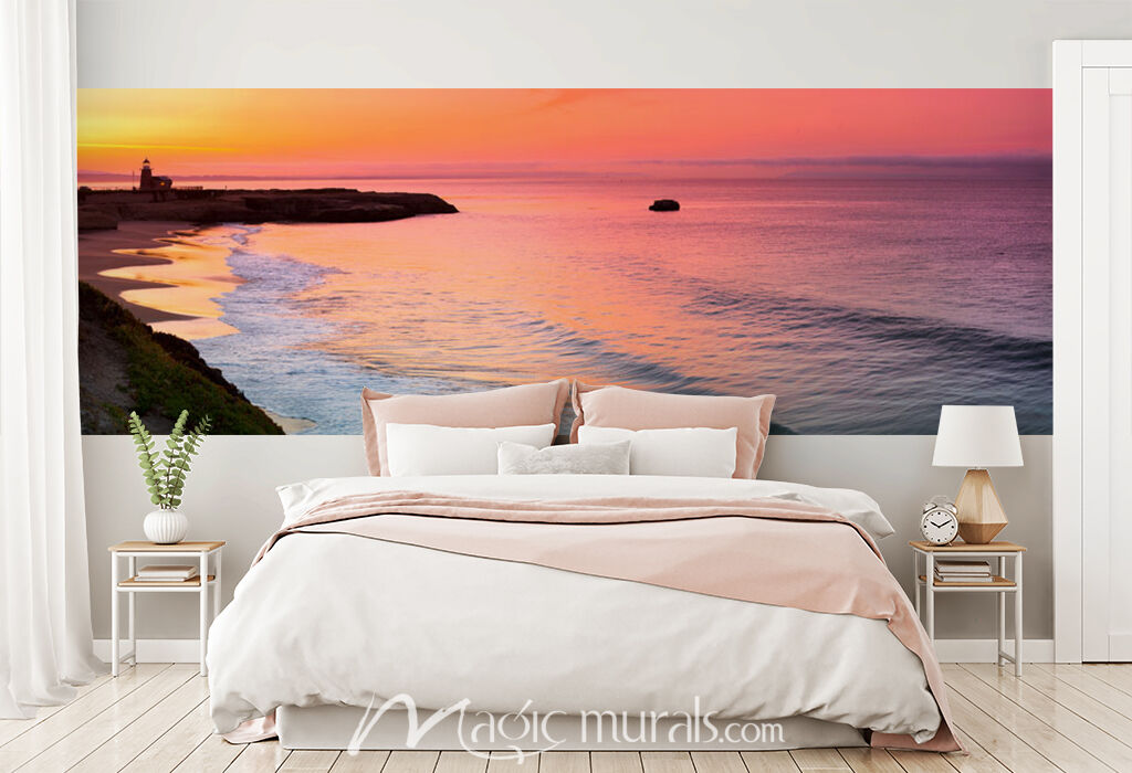 Santa Cruz Lighthouse Sunset Wallpaper Mural by Magic Murals