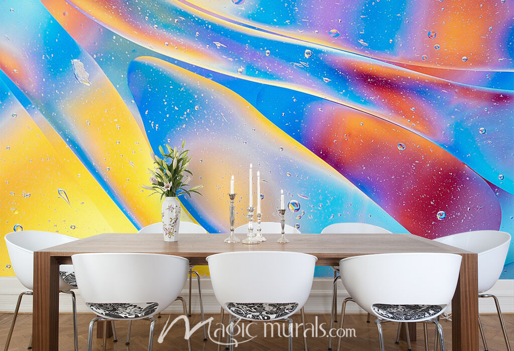 Colorful Abstract Water Droplets Mural by Magic Murals