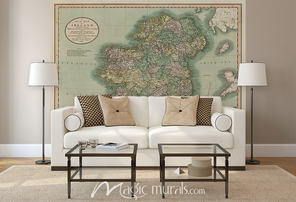 Vintage Map of Ireland Wallpaper Mural by Magic Murals