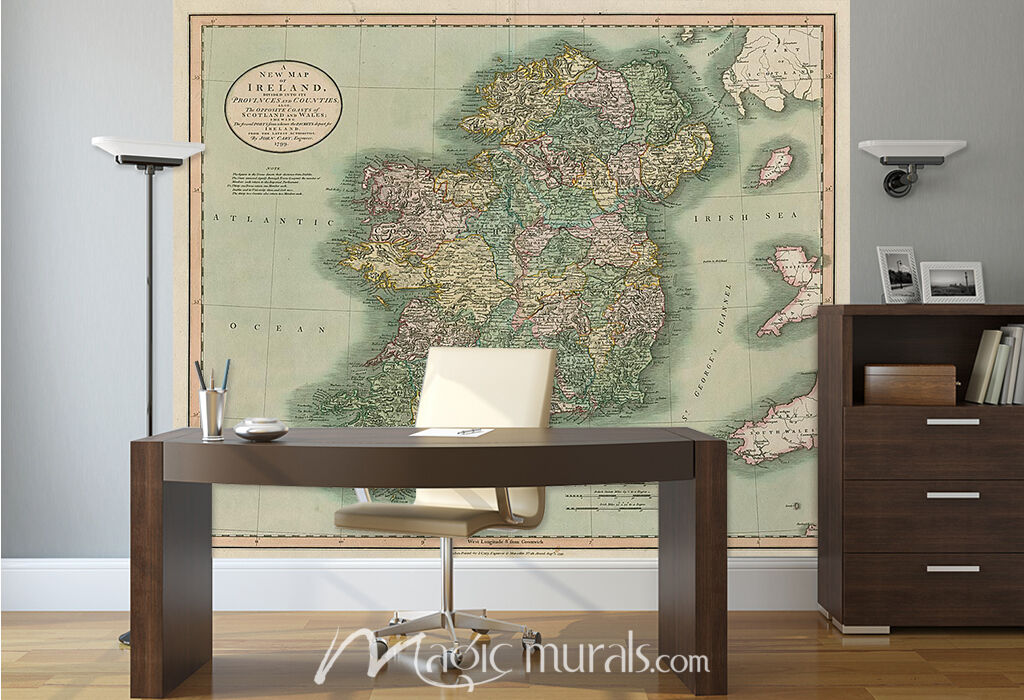 Vintage Map of Ireland Wallpaper Mural by Magic Murals