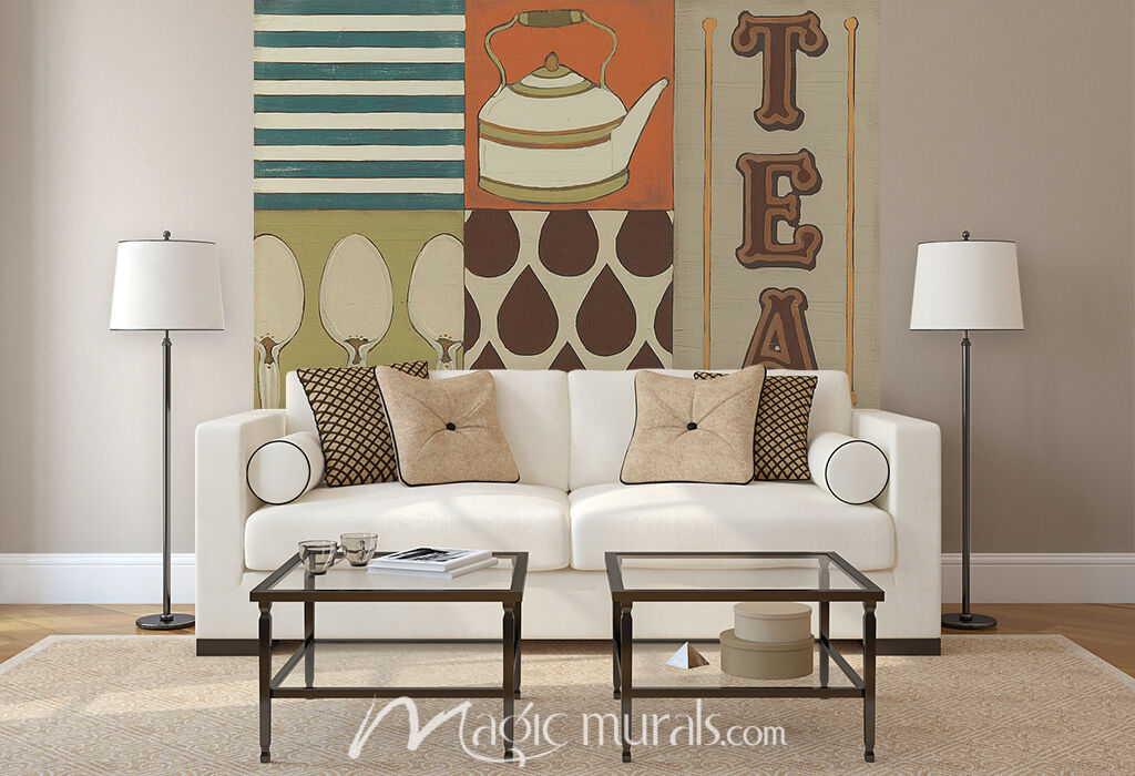 Tea Collage Wallpaper Wall Mural by Magic Murals