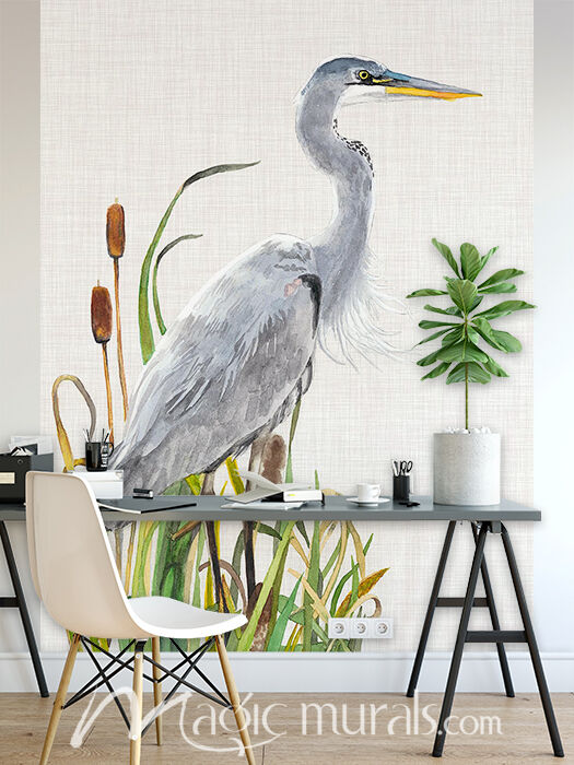 Waterbirds & Cattails I Wallpaper Mural by Magic Murals