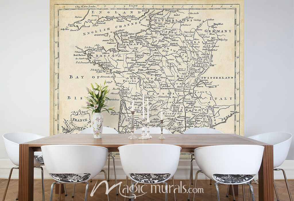 Map of France Wallpaper Wall Mural by Magic Murals