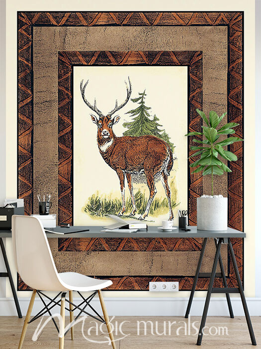 Rustic Deer Wallpaper Wall Mural by Magic Murals