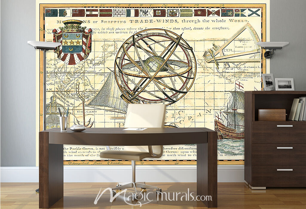 Nautical Map I Wallpaper Wall Mural by Magic Murals