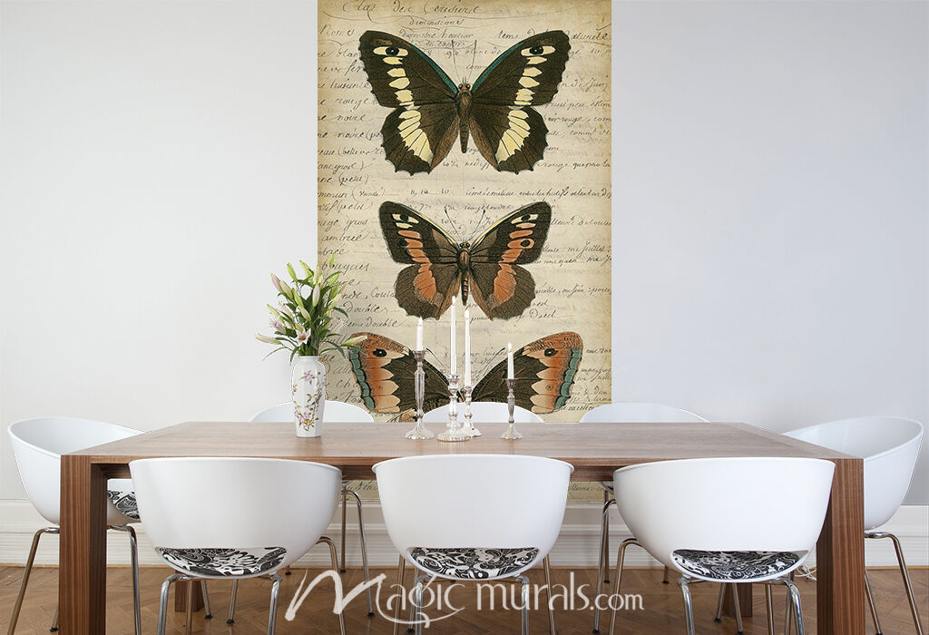 Butterfly Script I Wallpaper Wall Mural by Magic Murals