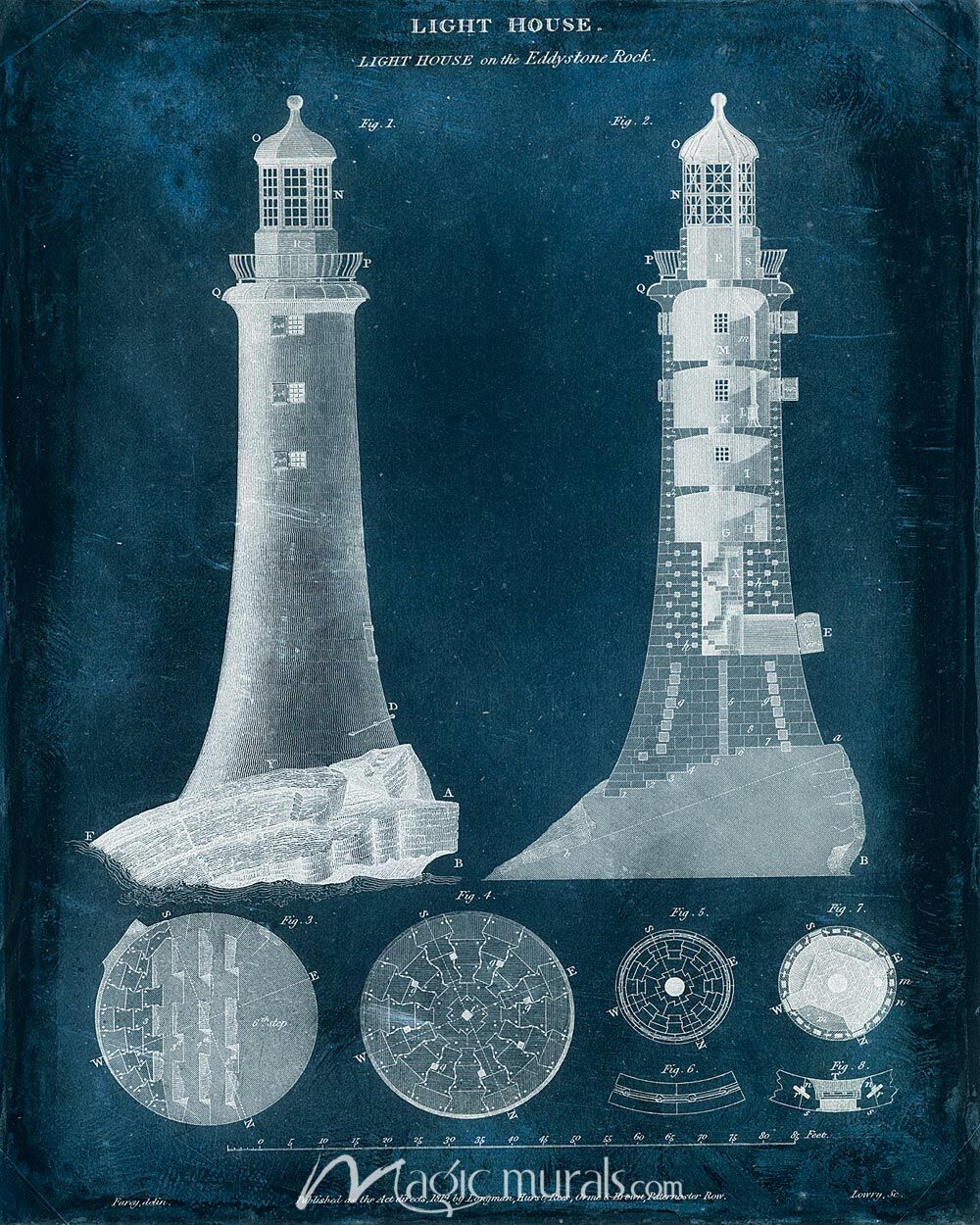 Lighthouse Blueprint Wallpaper Mural by Magic Murals