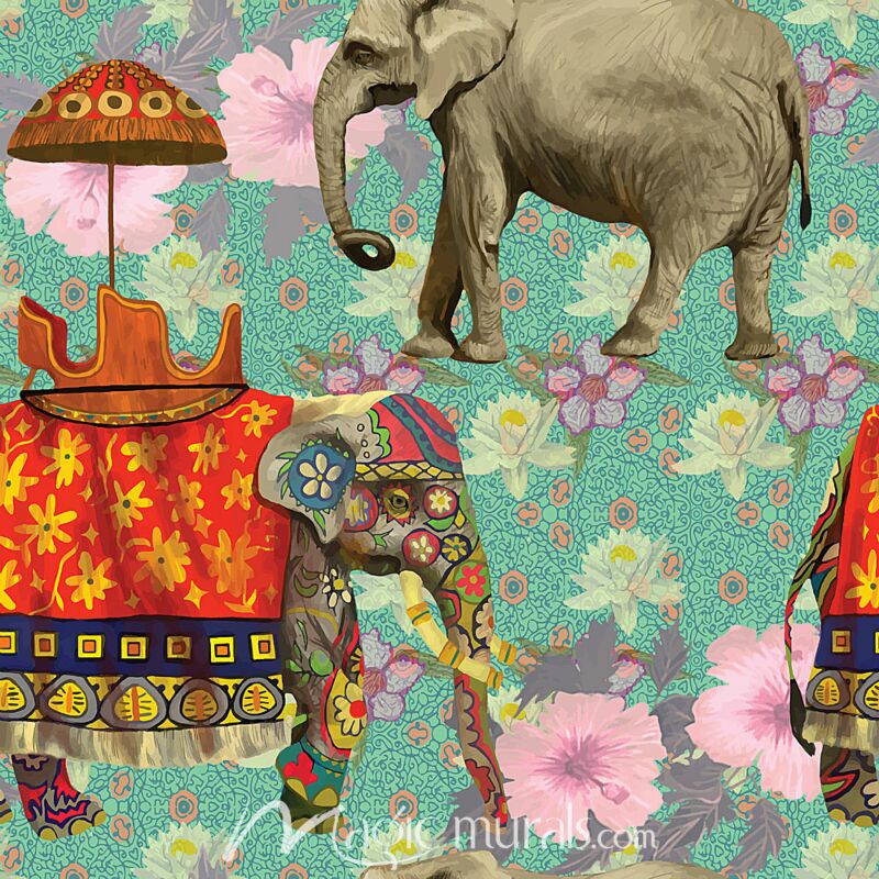 Royal Elephants Wallpaper Wall Mural by Magic Murals