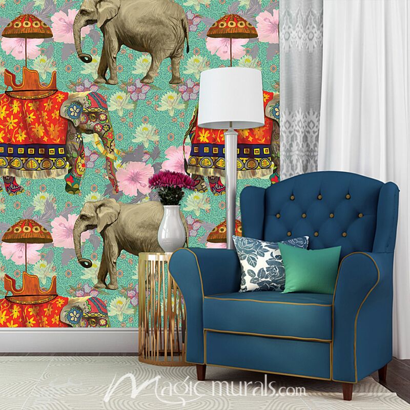 Royal Elephants Wallpaper Wall Mural by Magic Murals