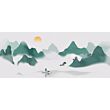 Lake and Green Mountains Ink Wash Painting 4701 Magic Murals