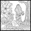 Garden Girl Coloring Mural by Magic Murals