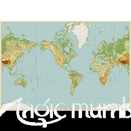 Physical World Map without Country Names Magic Murals